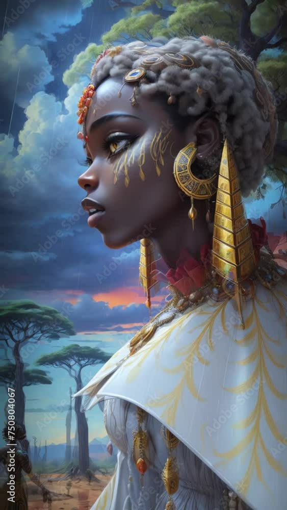 African wedding Animation, Afrofuturistic Black African Tribal Couple ...