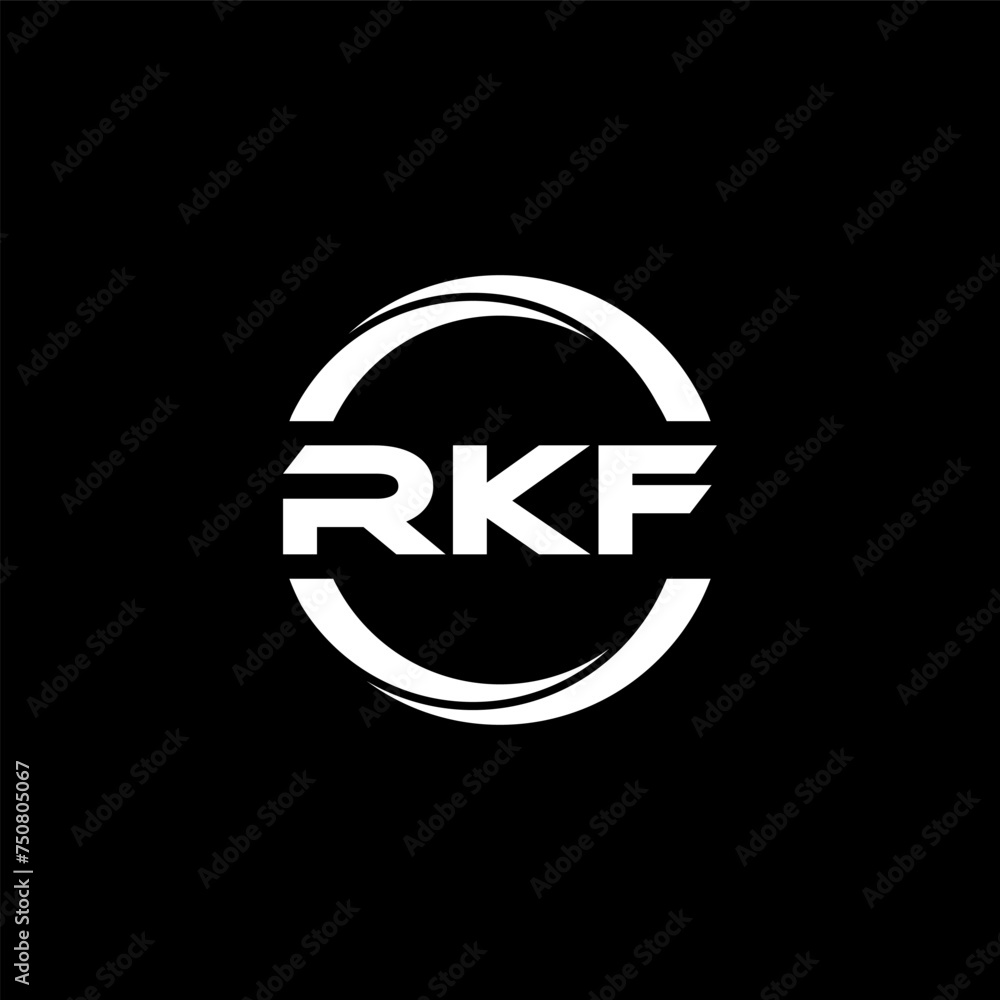 RKF letter logo design with black background in illustrator, cube logo ...