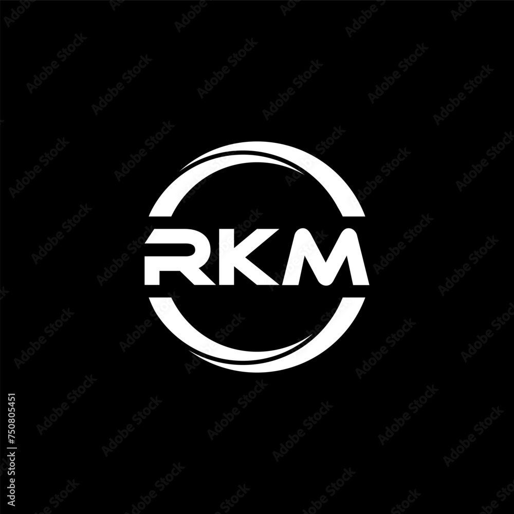 RKM letter logo design with black background in illustrator, cube logo ...