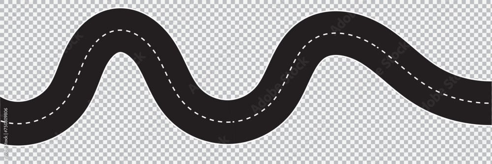 Horizontal asphalt road template. Winding road vector illustration ...