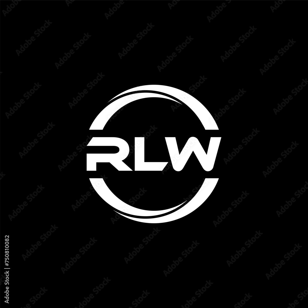 RLW letter logo design with black background in illustrator, cube logo ...
