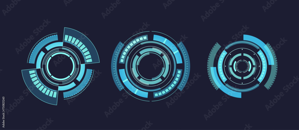 Techno Hi-tech Circles Futuristic Screen Interface Elements. Modern ...