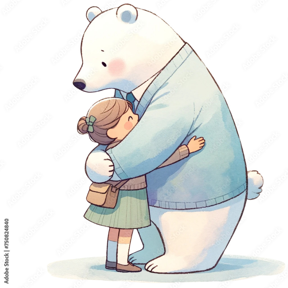 Polar bear graduation clipart watercolor PNG Stock Illustration | Adobe ...