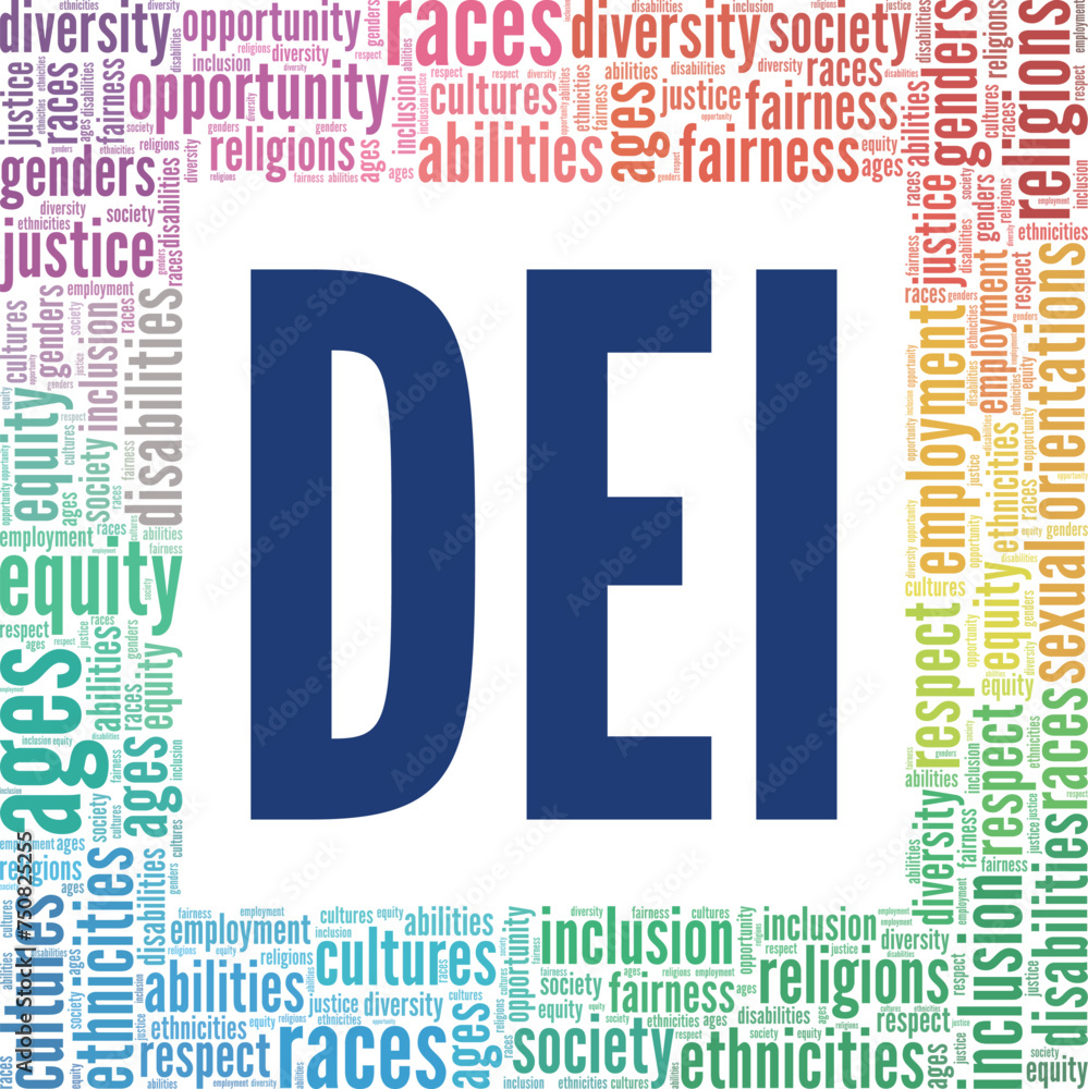 DEI Diversity Equity Inclusion word cloud conceptual design isolated on ...