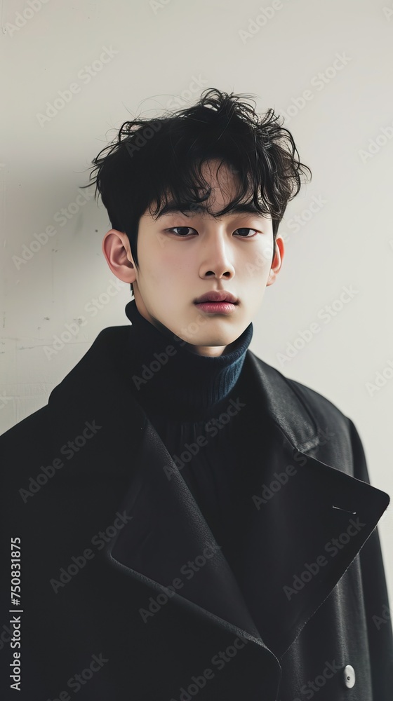 Handsome Asian male model with masculine and sensual pose posing for ...