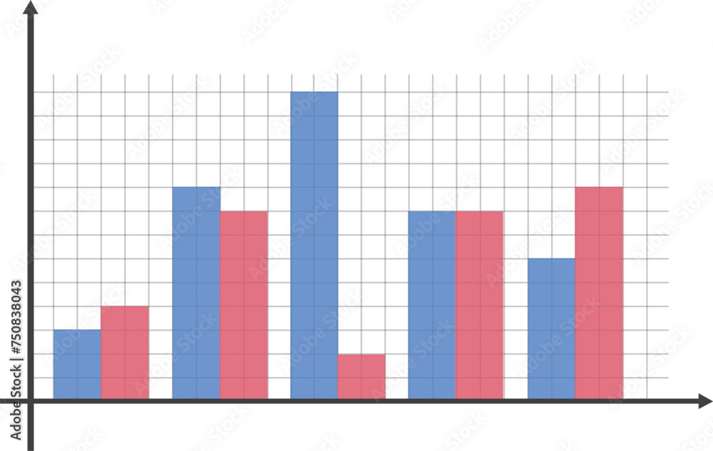 Diagram Of Business Bar Graph Cartesian Coordinate Plane Vector Illustration Design