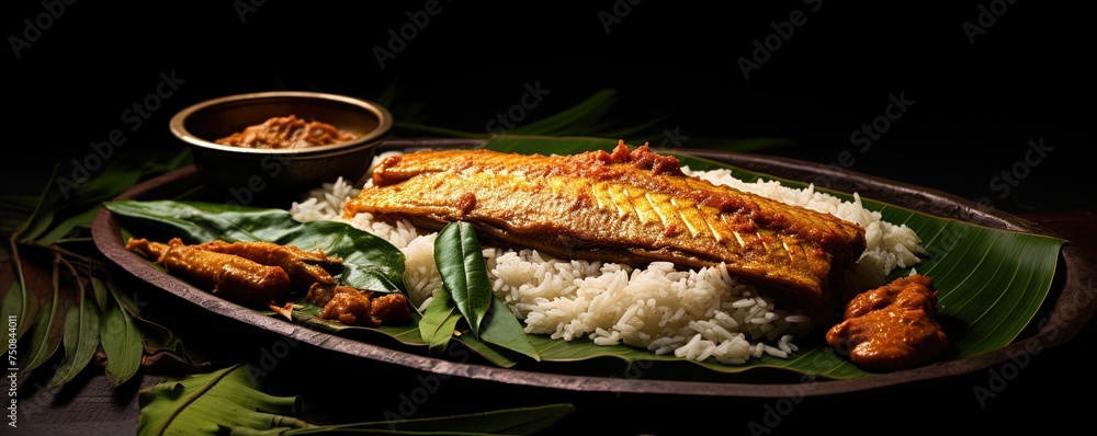 Traditional Indian fish curry made with tapioca and spicy Kerala-style ...