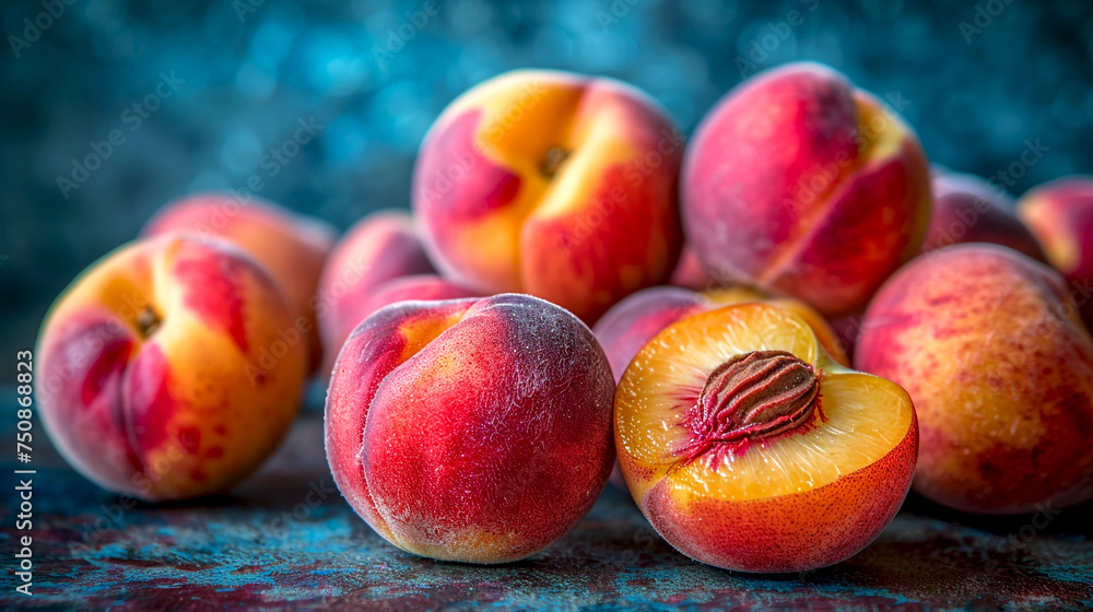 Ripe Peaches with Vibrant Hues,Succulent ripe peaches in rich shades of ...