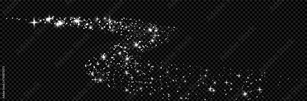 Light effect with white stars. Glitter glow on transparent background ...