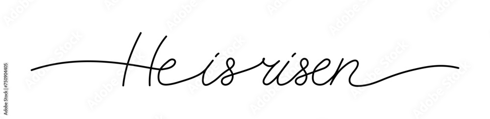 He is risen one continuous line simple minimalist lettering vector ...