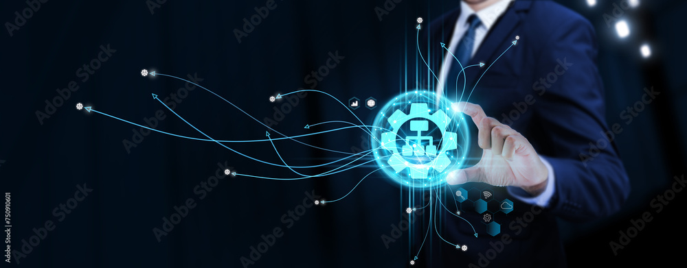 ERM: Businessman Touching Digital Global Network of Enterprise Risk ...