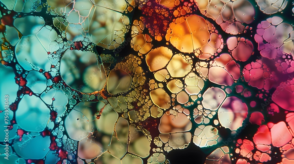 A macro photo of a microscope slide showing the intricate molecular ...