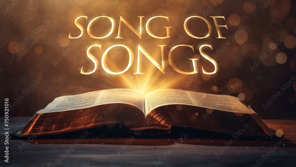 Book of Song of Songs. Open bible revealing the name of the book of the ...