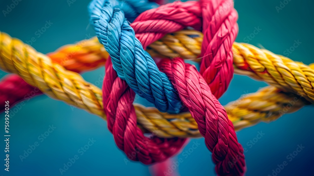 Team rope diverse strength connect partnership together teamwork unity ...