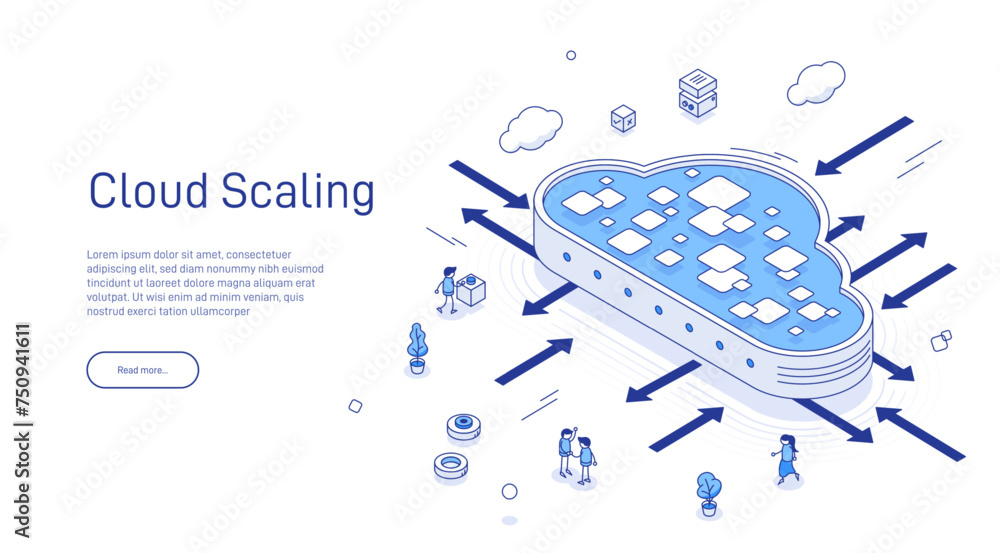Cloud Scaling Solution Concept Cloud Computing Technology Is Easy Handles Growing And