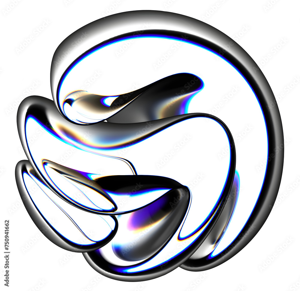 3d render abstract art with surreal glass sphere or ball in deformation ...