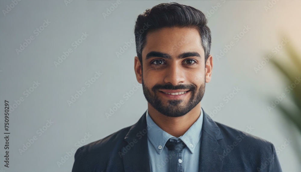 Portrait of a dignified Middle Eastern man in his fifties, gazing ...
