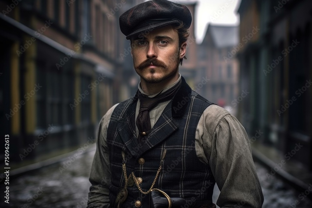 Scottish man from Victorian era. Historical male in vintage attire ...