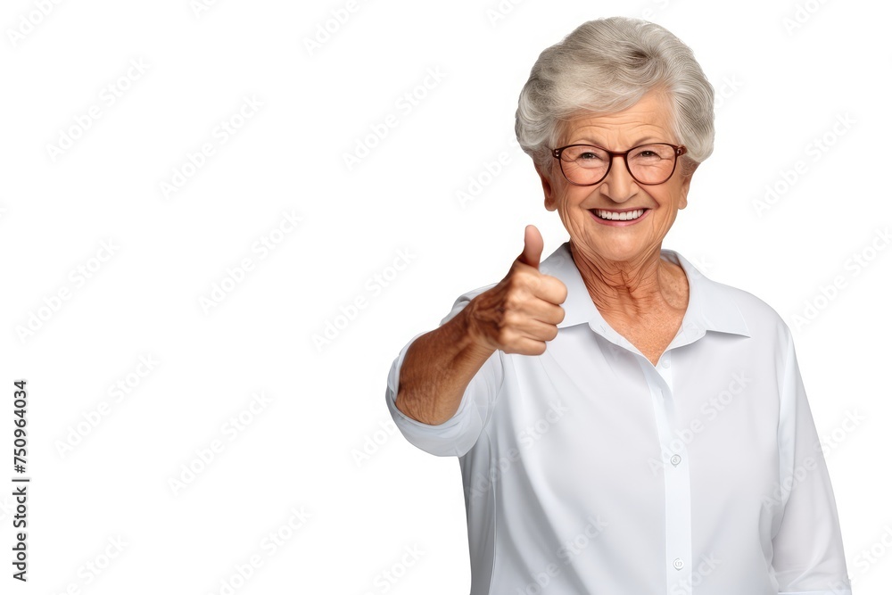 Smiling Elderly Woman Shows a Like, Okay Symbol, Thumbs Up, Most ...