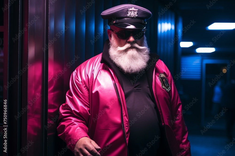 Security guard old man nightclub entrance. Safety club. Generate Ai ...