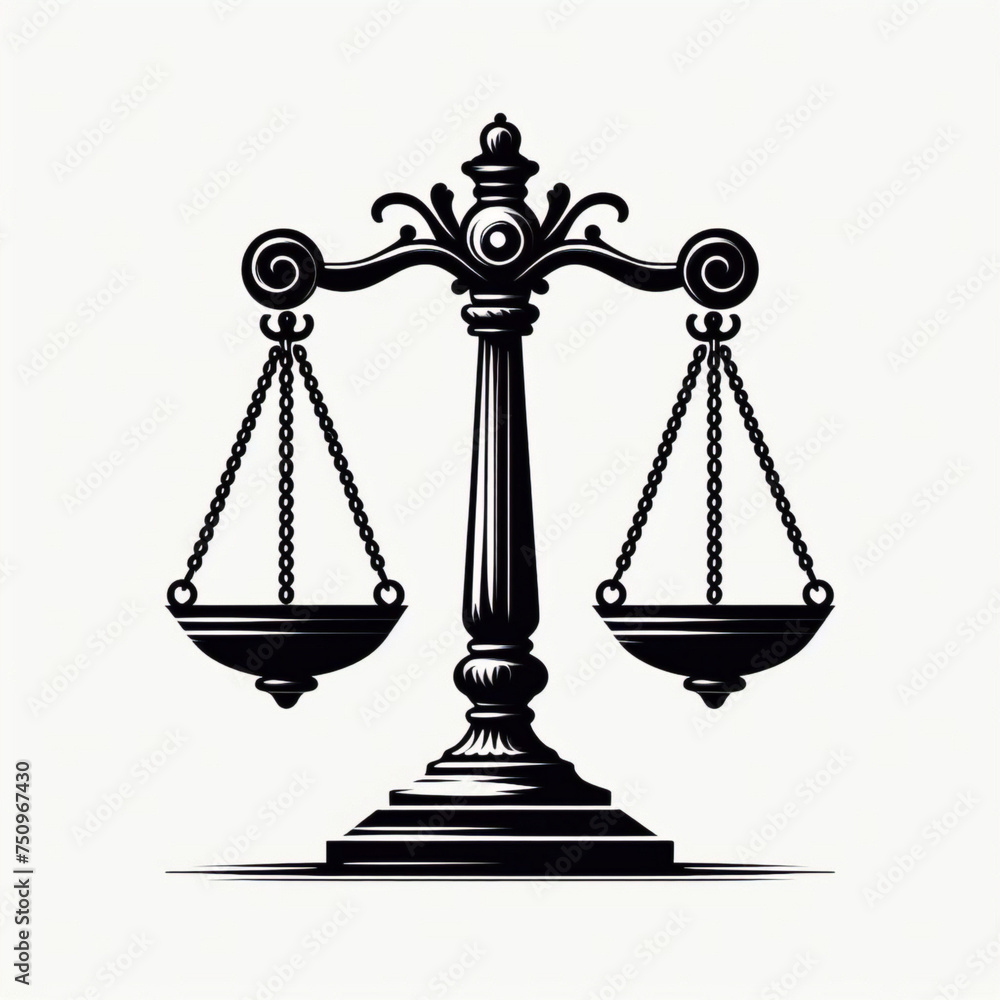 Silueta de balanza de justicia clásica y sencilla. Icono de línea de ...