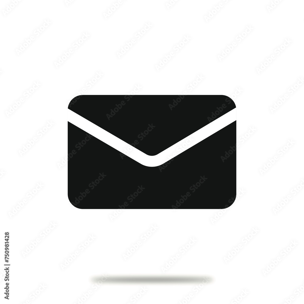 Flat icon. Email, envelope icon is a simple black shape. Minimalist ...