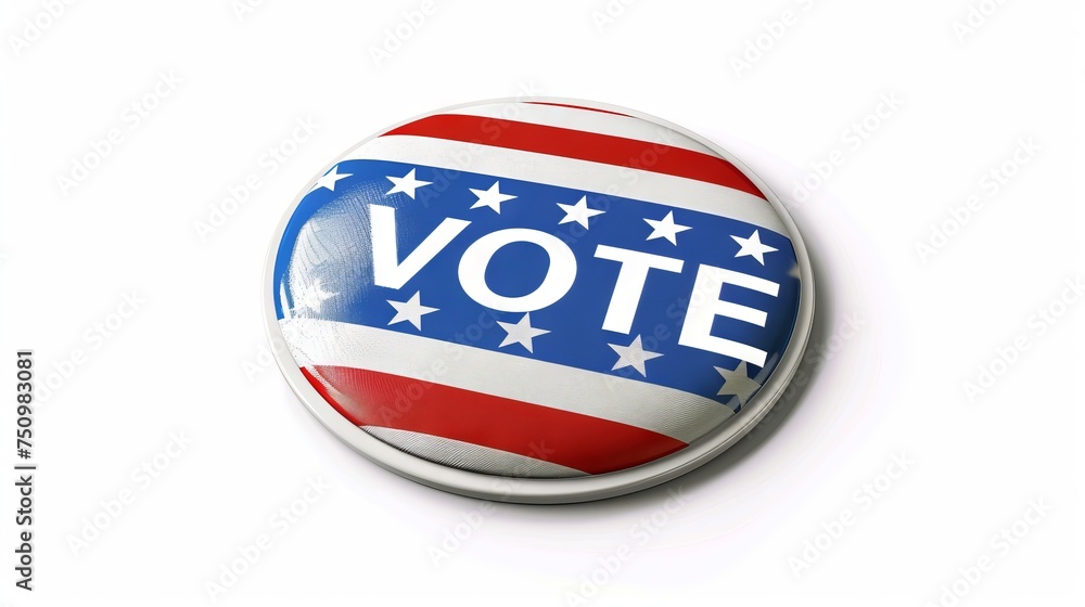 American voting badge with "VOTE" text and American flag design ...