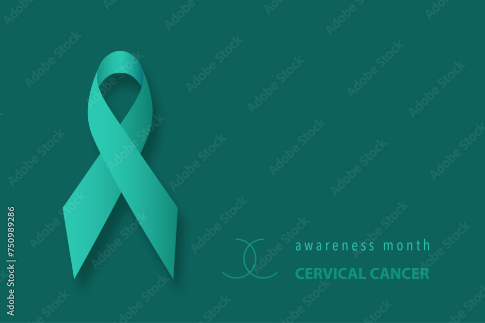 Banner with Cervical Cancer Awareness Realistic Ribbon. Design Template ...