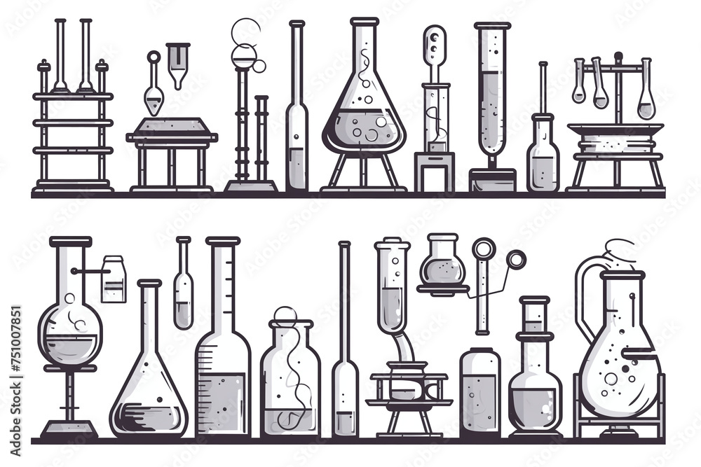 Chemical Harmony, Monochromatic Illustrations of Laboratory Instruments ...