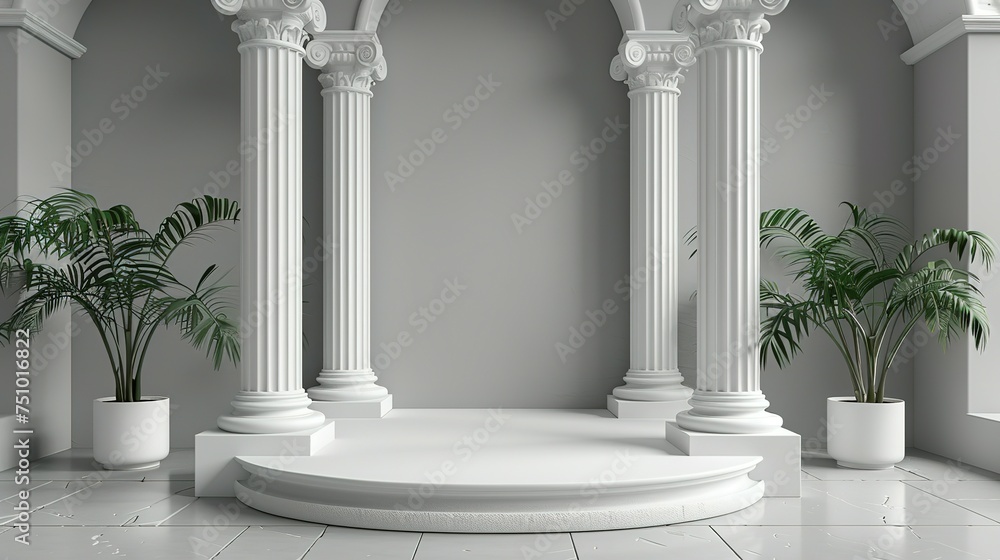 Background podium column 3d roman luxury greek white ancient display ...