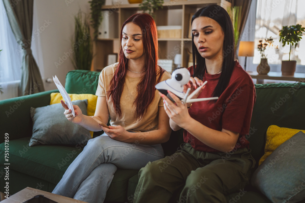 two women sisters connect install cctv security surveillance camera ...