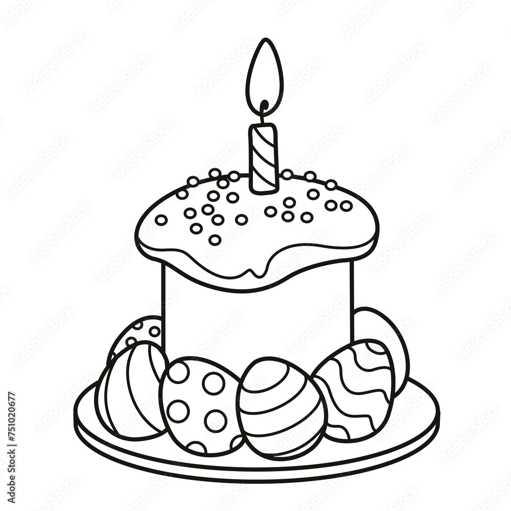Photo & Art Print Easter cake outlined for coloring page isolated on ...