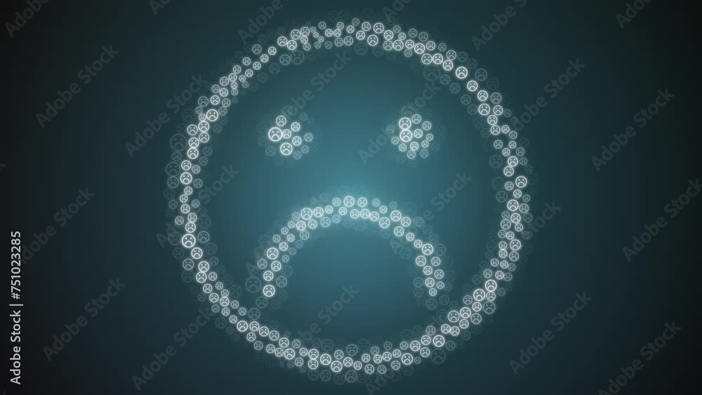 Seamless looping morphing animation with the text Sad and sad smiley ...