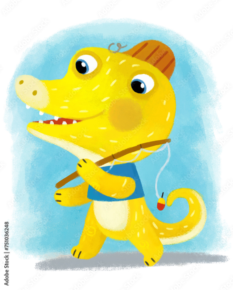 cartoon scene with dino dinosaur or dragon playing having fun going ...