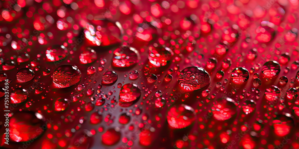 Ruby Raindrops Macro Background. A striking close-up of crimson red ...
