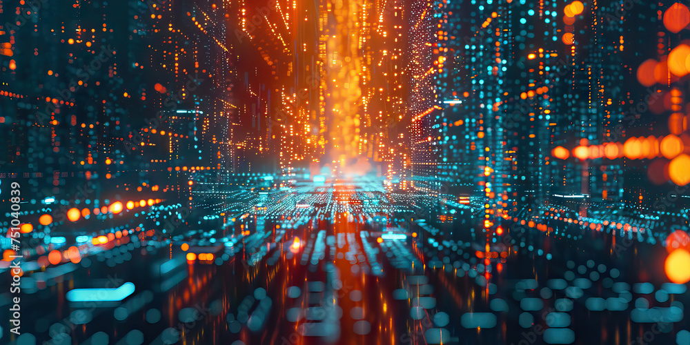 Cybersecurity landscape background. Graph depicting cyber threats, data ...