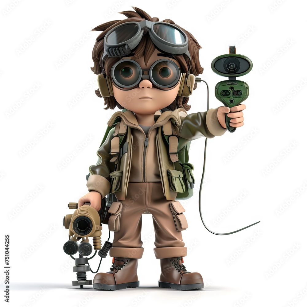 Paranormal investigator boy with EMF detector, night vision goggles ...