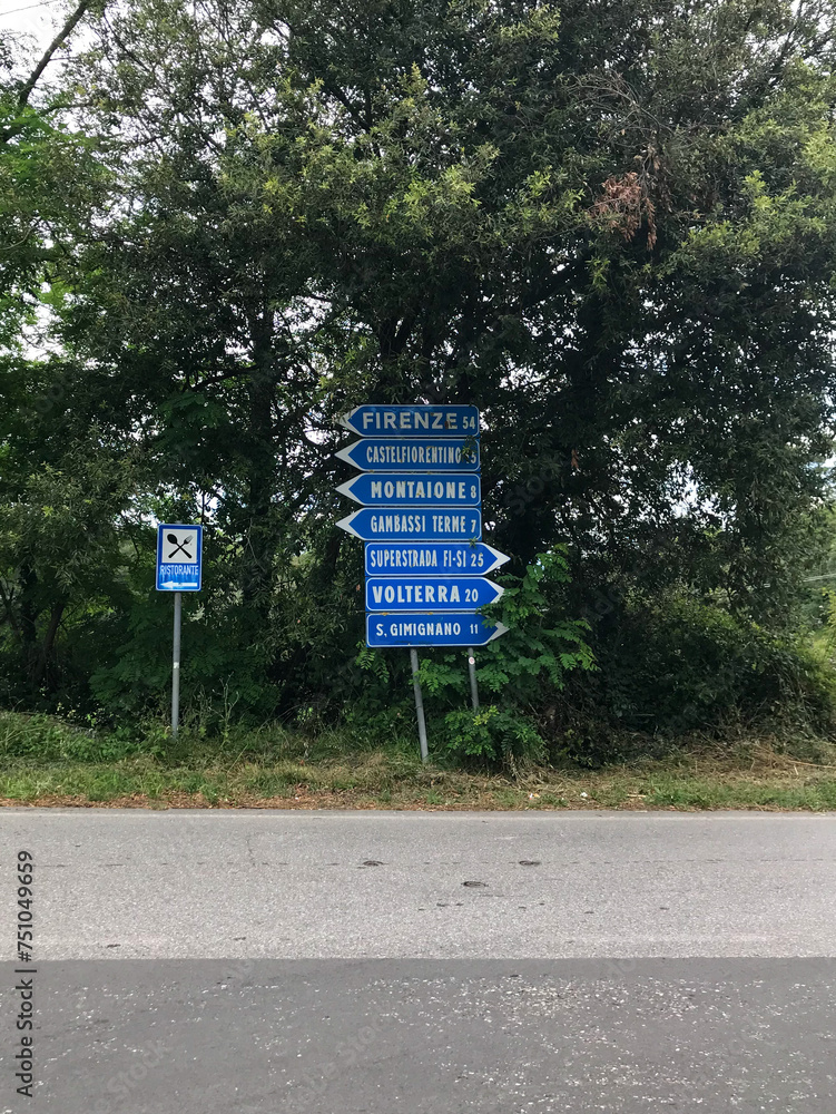 Road sign giving you a direction and distance to other destinations ...