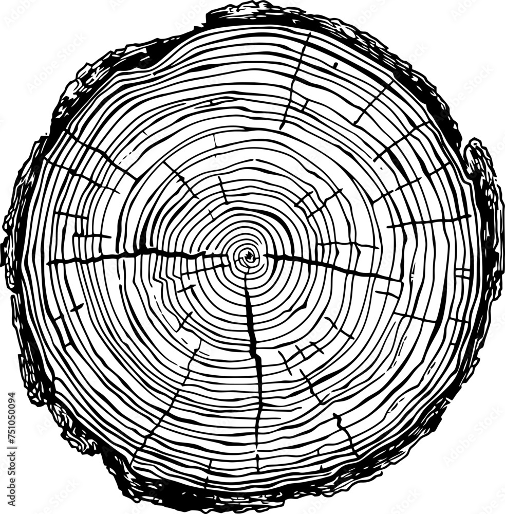 Tree rings texture drawing Stock Vector | Adobe Stock