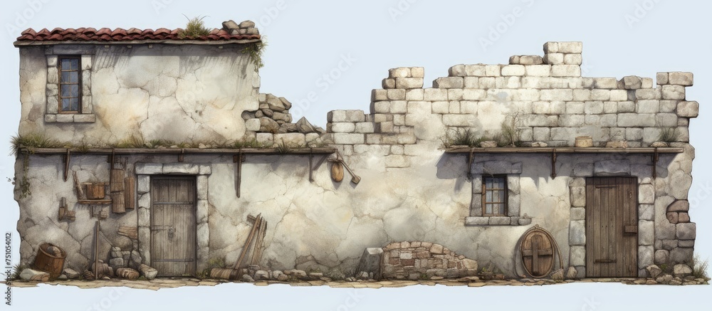 This drawing depicts a section of a small buildings outer wall ...