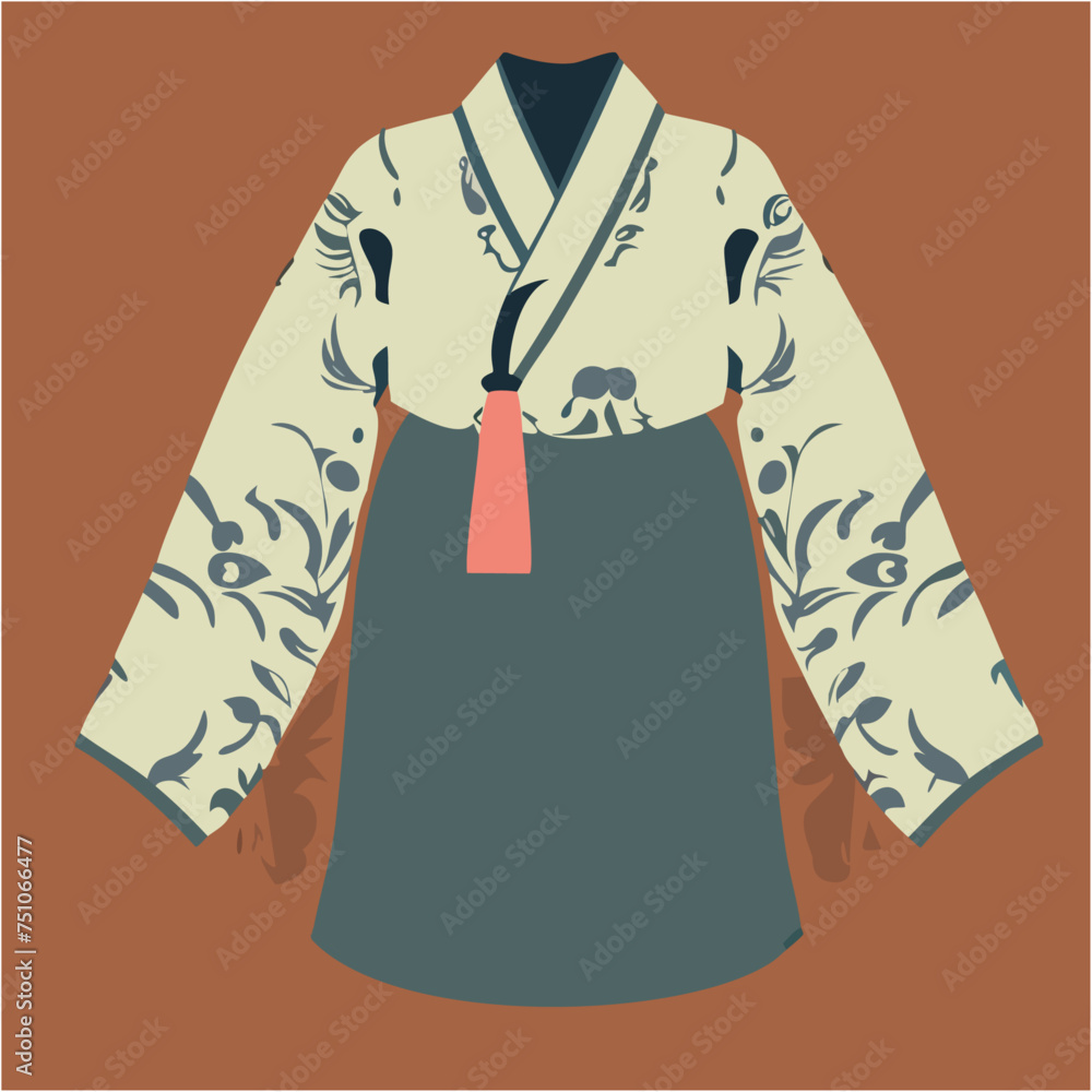 Graceful Hanbok Elegance, Vector of Korean Traditional Clothing ...