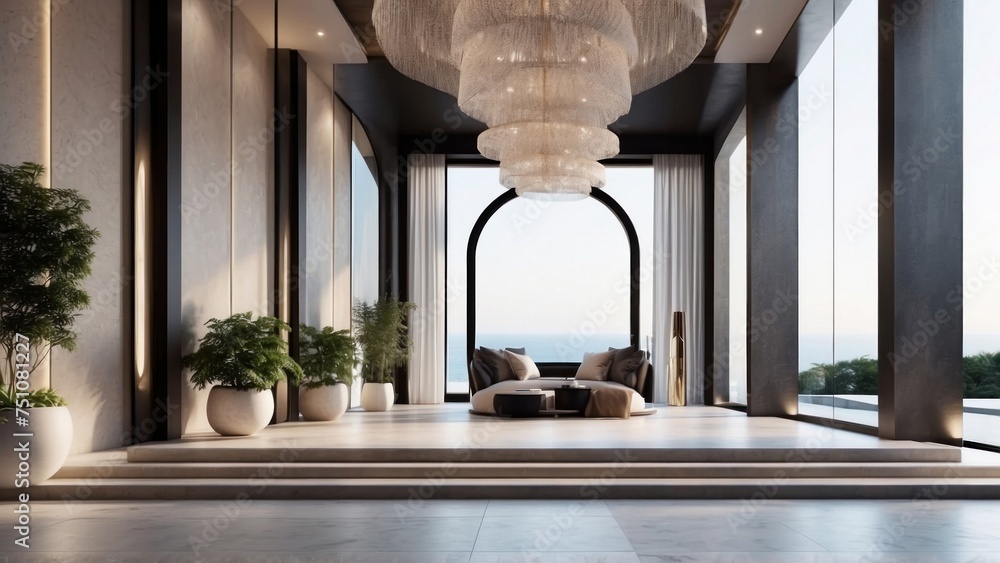 Describe the grand entrance of your modern villa, with sleek Italian ...