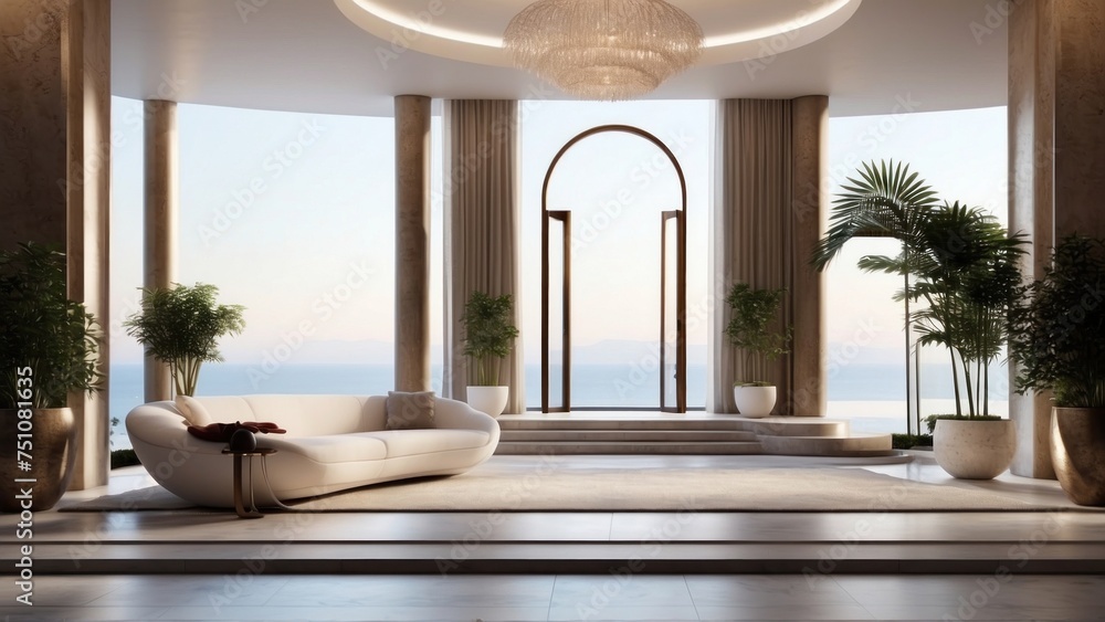 Describe the grand entrance of your modern villa, with sleek Italian ...