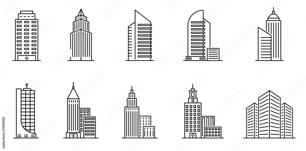 Line buildings. urban architecture, skyscrapers. hotel, university and ...