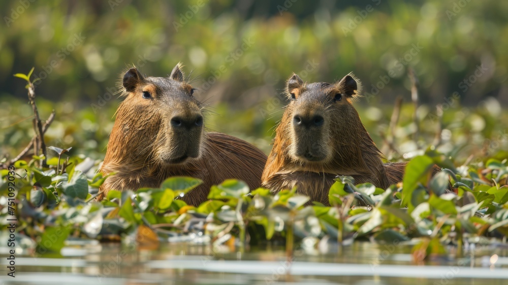 A capybara, the largest rodent in the world, native to South America ...