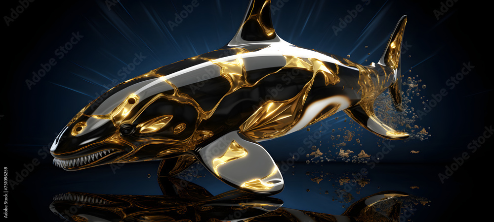 water The Big orca wears golden armor shaped wallpaper design abstract ...