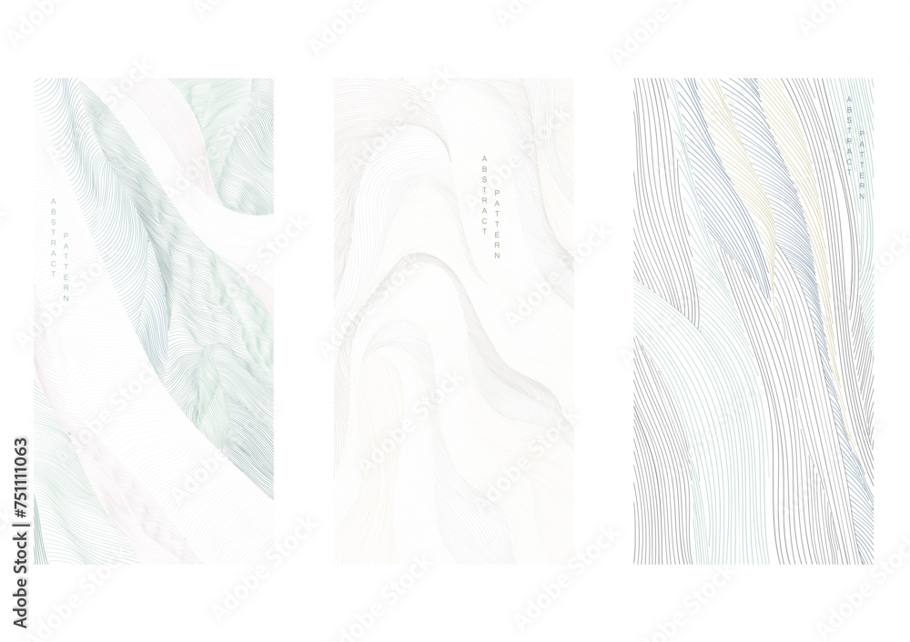 Abstract landscape background with colorful hand drawn line pattern ...