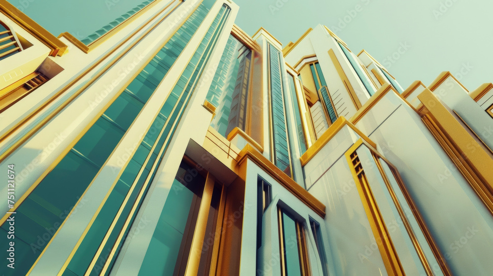 Ilustrace „A stunning view of an Art Deco skyser with its iconic facade ...
