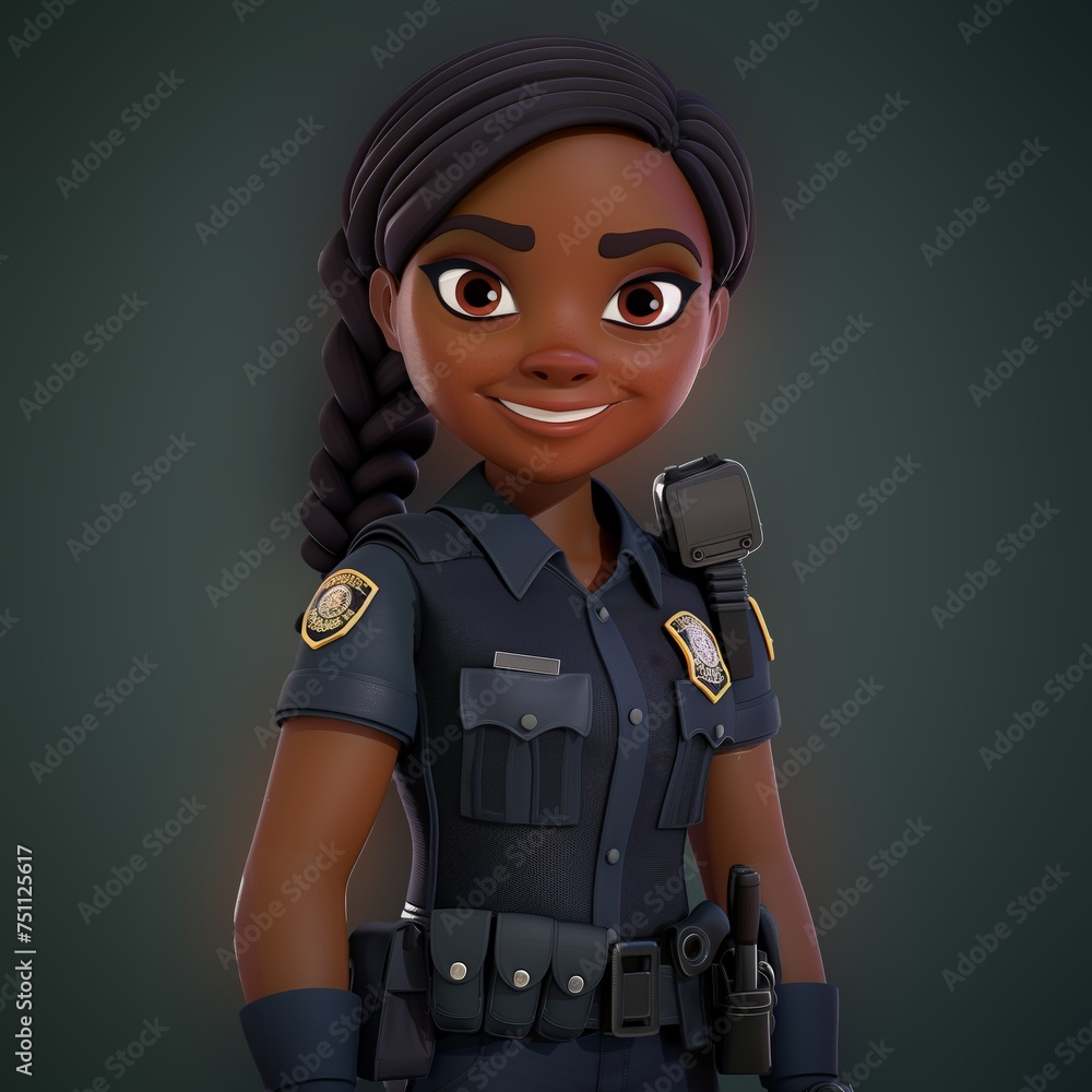 African American female swat police officer avatar wearing a dark ...