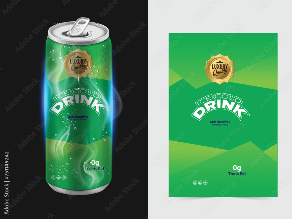 Soda in colored aluminum can icons isolated on white background. Soft ...